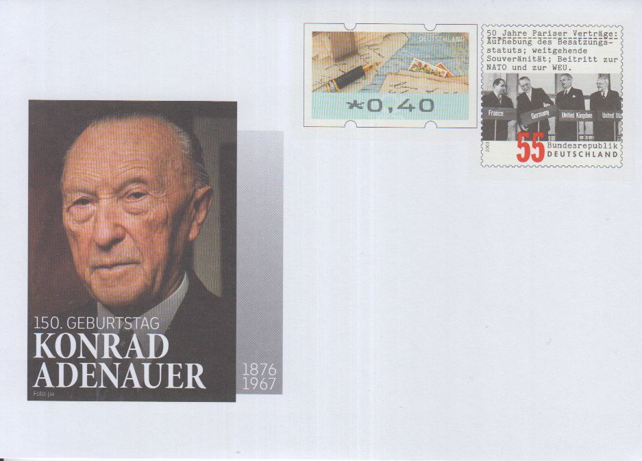 D,Bund MiNr.USo (noch nicht im Michel) 150. Geburtstag Konrad Adenauer ...